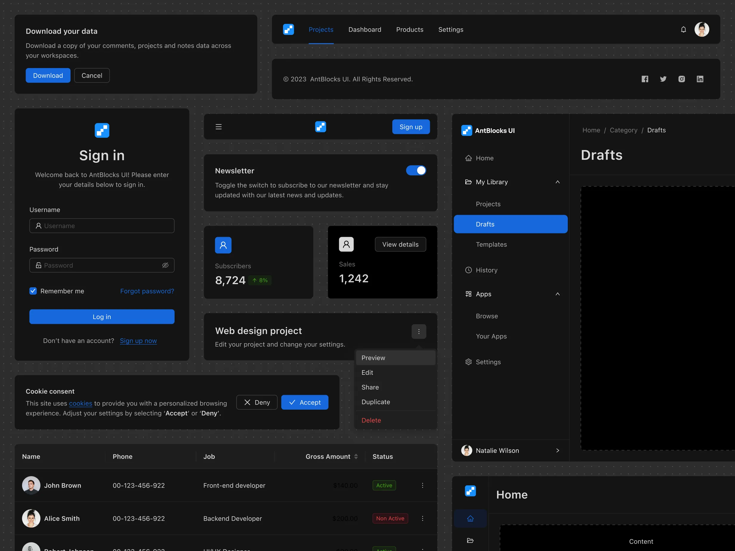 AntBlocks UI - Responsive React components built on Ant Design